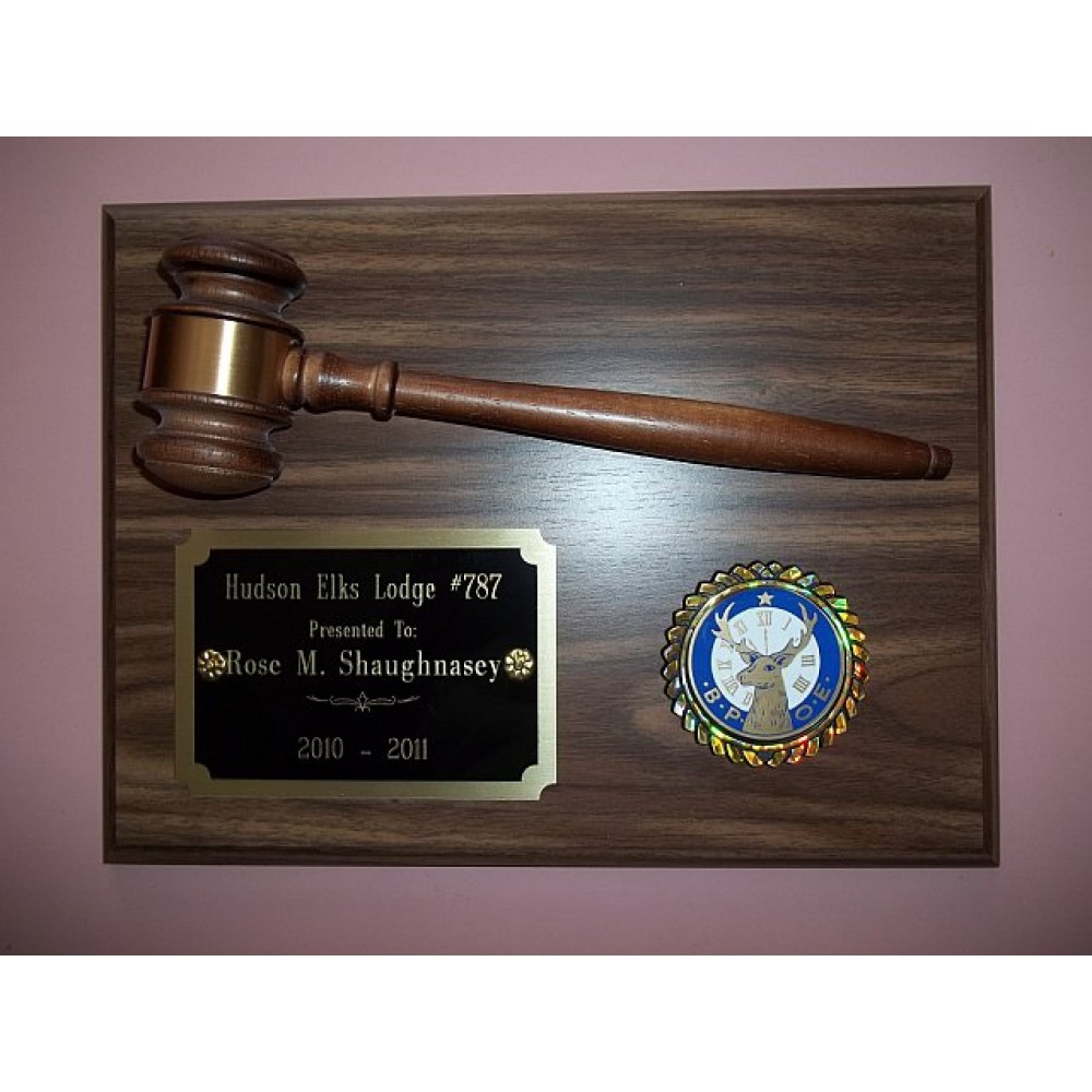 Exalted Ruler Plaque with Gavel and Emblem
