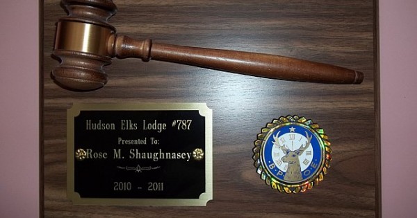Exalted Ruler Plaque with Gavel and Emblem